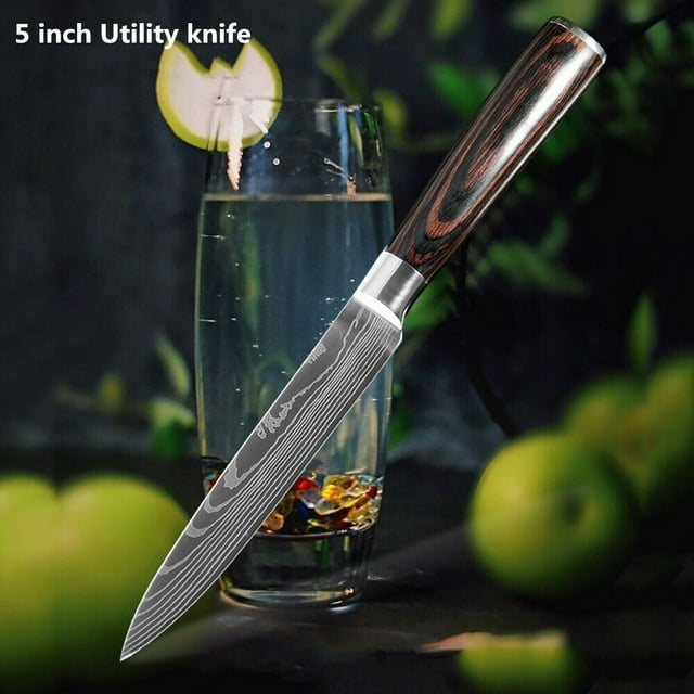 5" Kitchen Knife Japanese Damascus Stainless Steel Pattern Chef Utilit ...